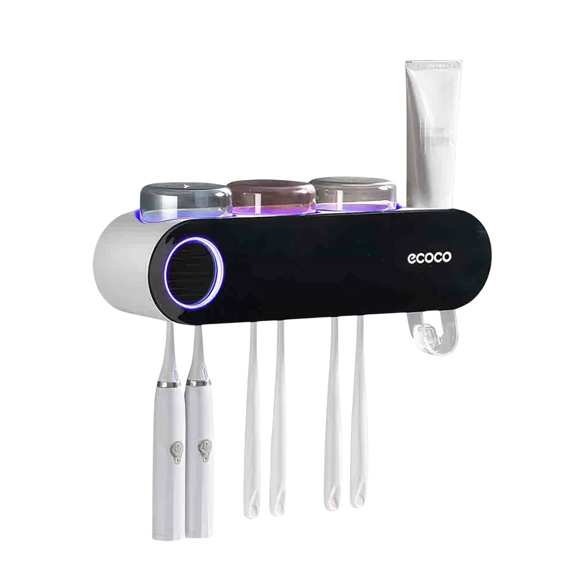 Ecoco Wall-Mounted Toothbrush Holder | Bathroom Organizer with Dispenser & Cups